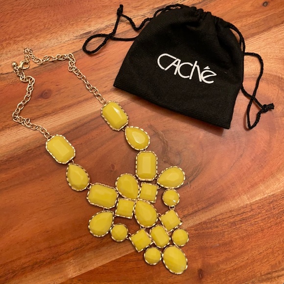 Cache | Jewelry | Nwot Cache Yellow Stone Gold Toned Bib Necklace ...
